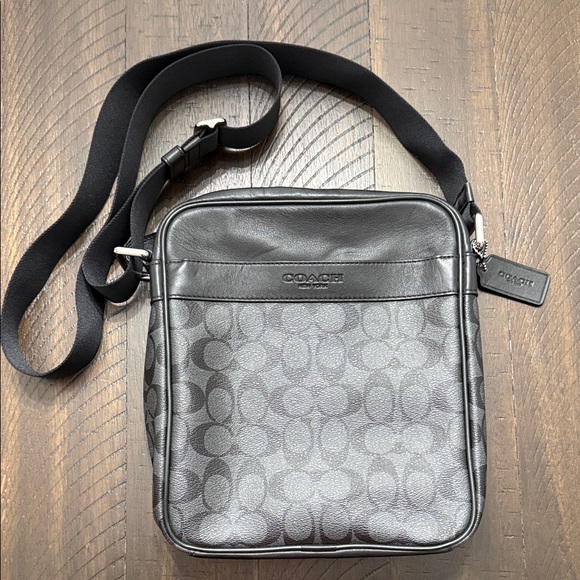 Coach | Bags | Coach Black And Gray Signature Messenger Bag | Poshmark